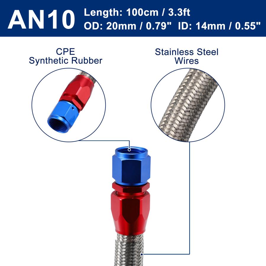 X AUTOHAUX フューエルラインホース ブレーキホース フューエルライン ステンレス鋼 CPE ホイール継手付き AN10 16mm 1M : ソウテン - 通販 - Yahoo!ショッピング