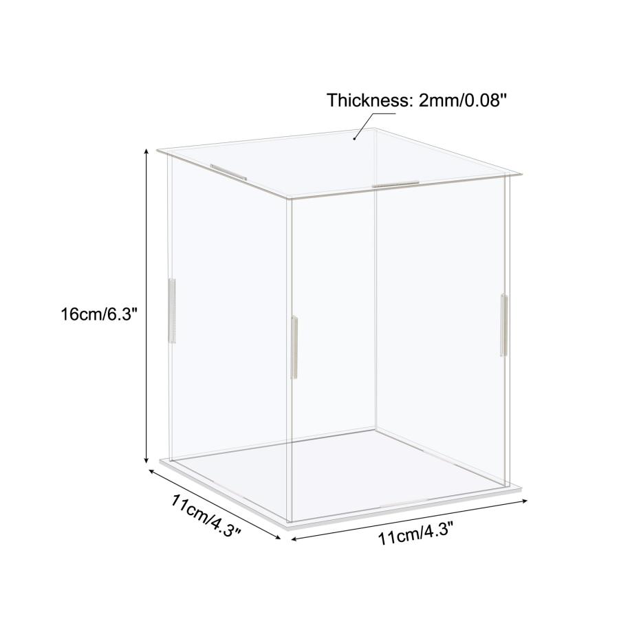 uxcell ディスプレイケースボックス アクリルボックス 透明 防塵 保護ショーケース グッズ用 11x11x16 cm ...