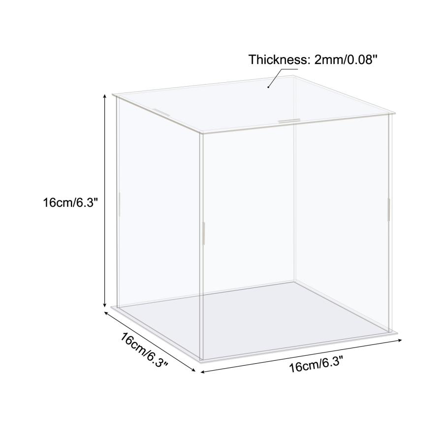 uxcell ディスプレイケースボックス アクリルボックス 透明 防塵 保護ショーケース グッズ用 16x16x16 cm ...