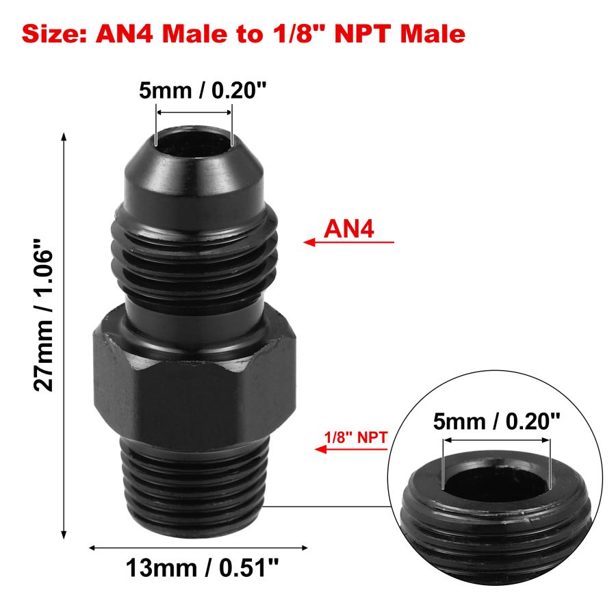 X AUTOHAUX AN4オス-3.2 mmNPTオス ユニオンカーフレアリデューサー ホース継手アダプター ユニバーサル アルミニウム合金 4個 :a22072700ux0206:ソウテン ...