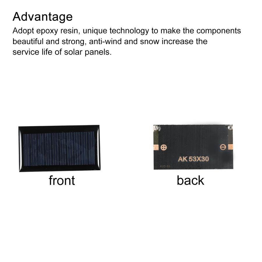 uxcell ミニソーラーパネルセル 5V 45mA 0.225W 53 mmx30 mm DIY電力プロジェクト用 5個 : ソウテン ...