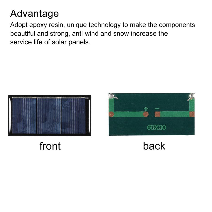 uxcell ミニソーラーパネルセル 1.5V 160mA 0.24W 60 mmx30 mm DIY電力プロジェクト用 5個 : ソウテン ...