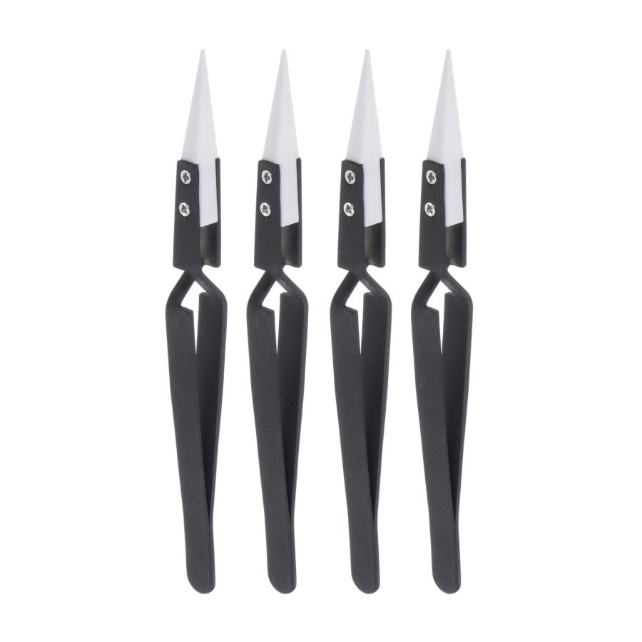 uxcell 精密リバースセラミックピンセット 142 mmx9 mm ストレートチップ 耐熱性 非導電性 電子はんだ付けツール用 ブラック ...