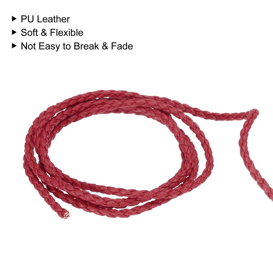 uxcell レザーコード 5M 3mm直径 PU 編みこみ スレッドストリング 財布 ハンドバッグ 靴ひも DIY ブレスレット作り用 ワインレッド :a22101100ux0245:ソウ ...
