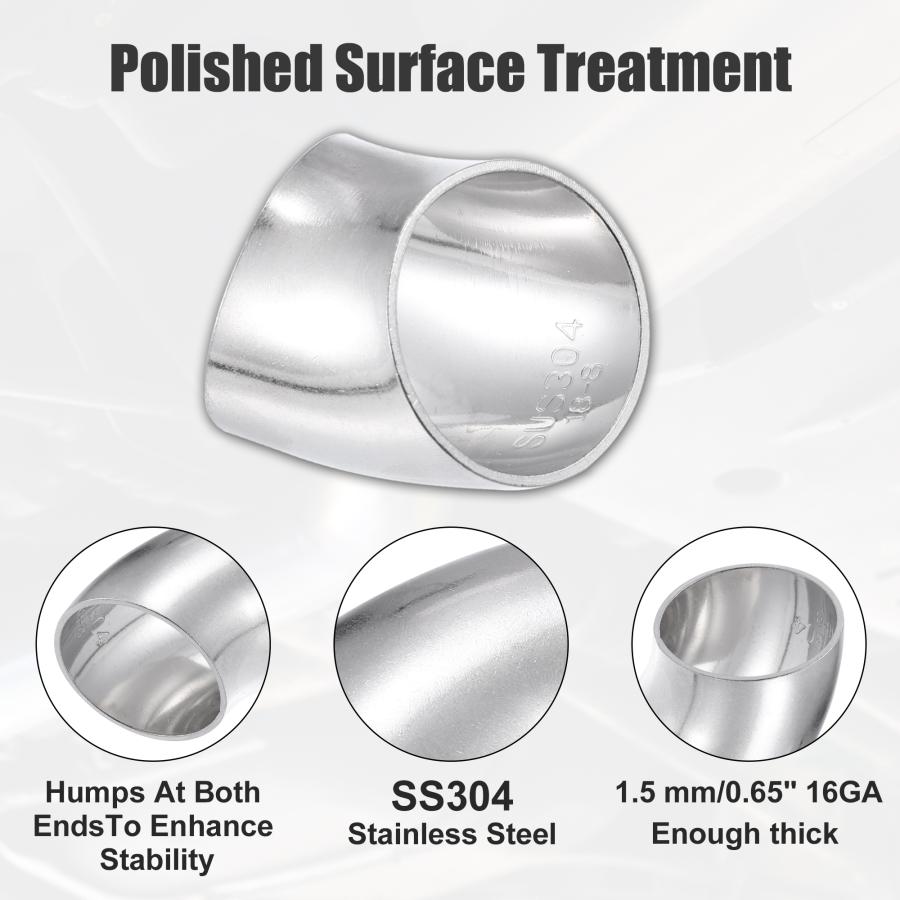 uxcell 38mmOD 45度 マンドレル 曲げエルボ SS304 ステンレス鋼 曲げ管 排気エルボパイプ 改造車用 配管 シルバートーン : a22112800ux0271 : ソウテン ...