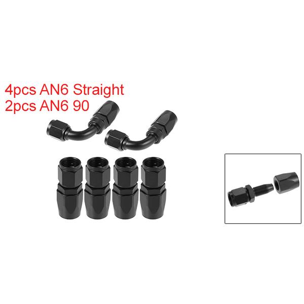 uxcell スイベルホースエンドフィッティングアダプタ 編組燃料ホース用 ブラック 4個AN6ストレート 2個AN6 90度 : a22122800ux0008 : ソウテン - 通販 ...