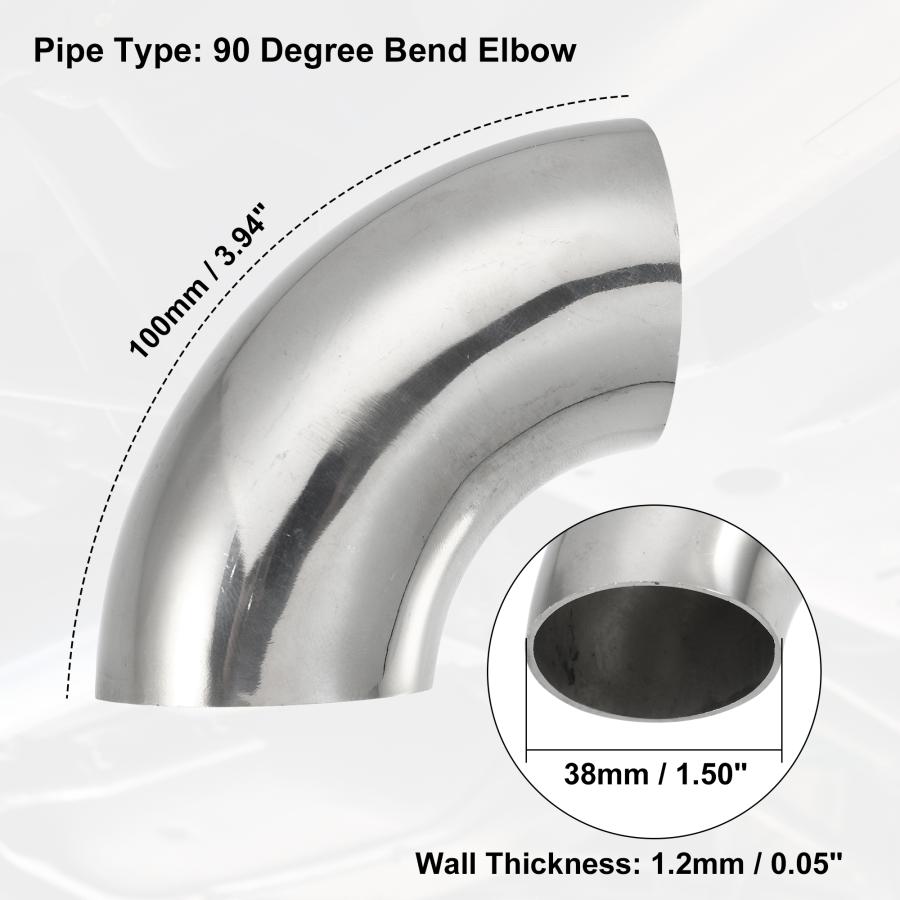uxcell マンドレルベンドエルボ SS304ステンレス ベンドチューブ エキゾーストエルボパイプ 外径38mm 90度 厚さ1.2mm 1個 : ソウテン - 通販 - Yahoo!ショッピング