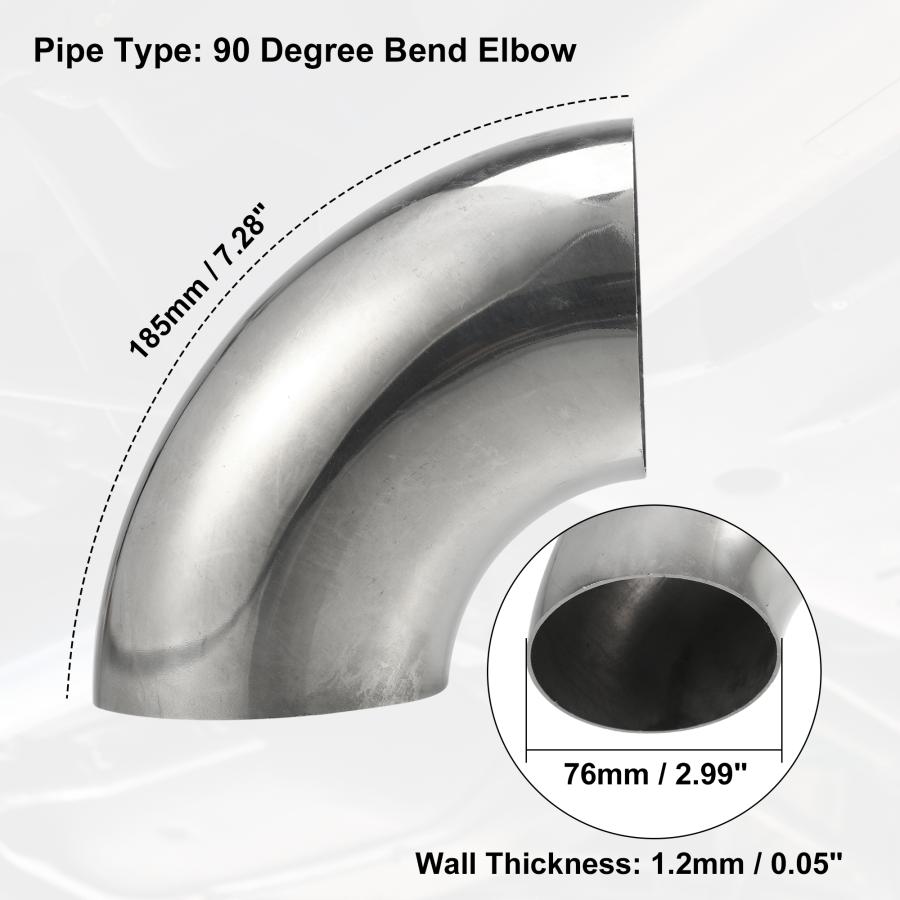 uxcell マンドレルベンドエルボ SS304ステンレス ベンドチューブエキゾーストエルボーパイプ OD3インチ 90度 1.2mm厚さ 1個 : ソウテン - 通販 - Yahoo!ショッピング