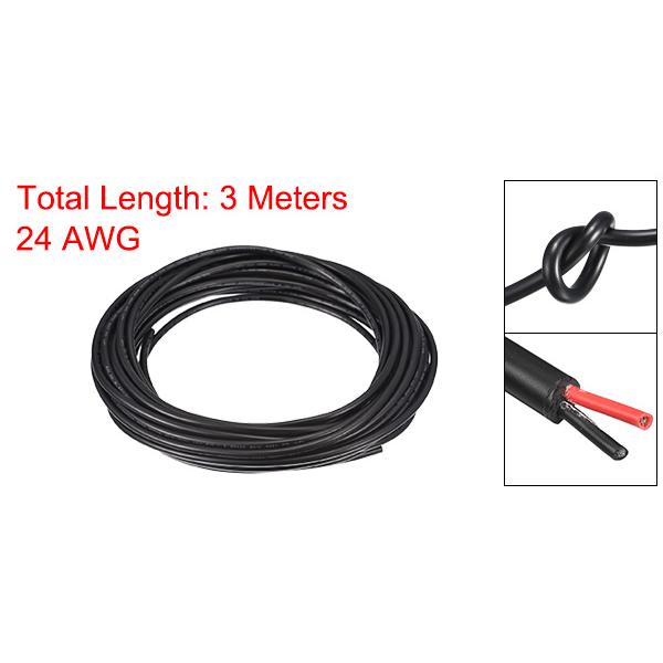 uxcell 24AWG電線 2導体 UL2464 錫メッキ銅 3M 低電圧 PVCケース 柔軟な延長電源コード ブラック : ソウテン - 通販 - Yahoo!ショッピング