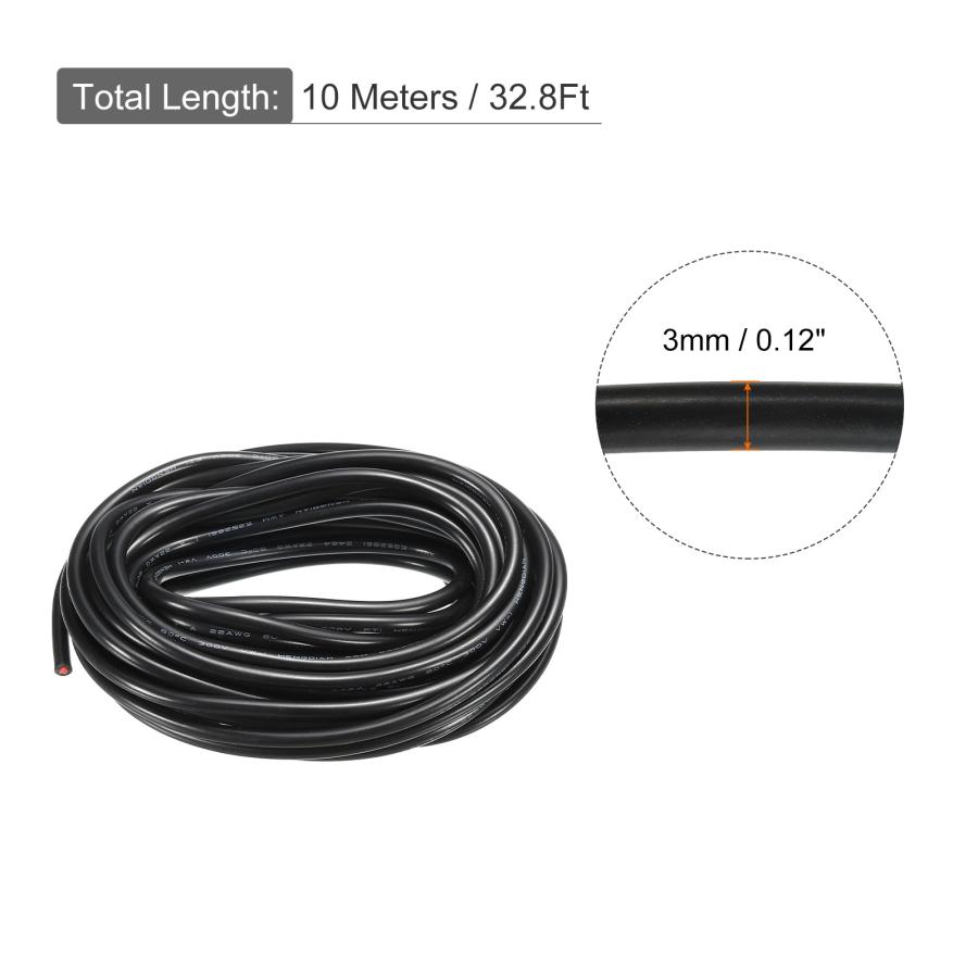 uxcell 22AWG電線 2導体 UL2464 LED電源照明ケーブル 錫メッキ銅 10M 低電圧 PVCケース 柔軟な延長コード ブラック :a23031100ux0258:ソウテン ...