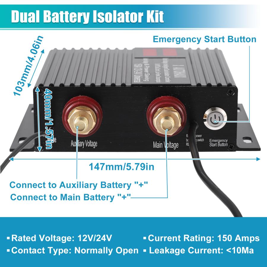 xAUTOHAUxリレースターターコントローラー デュアル電池 スマートアイソレータ 敏感 ユニバーサル 車用 12V 24V 150A 1セット : ソウテン - 通販 - Yahoo!ショッピング