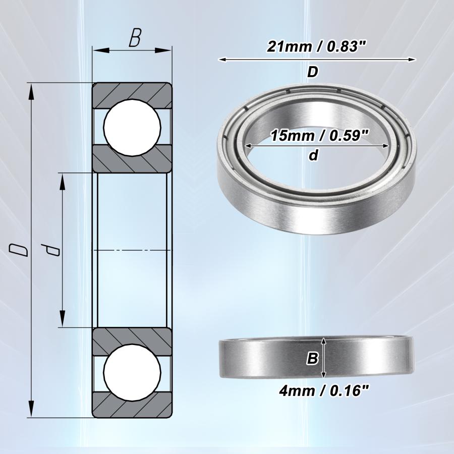 ACROPIX 単列深溝玉軸受 ダブル金属シールド 6702ZZ 15x21x4mm シルバートーン 10個 :a23041000ux0562 ...