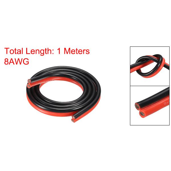 uxcell シリコーン樹脂電線 2ワイヤ並列接続 シリコンワイヤー 8AWG 8ゲージ レッド ブラック フレキシブルブリキ銅 長さ1m : a23041800ux0001 : ソウテン ...