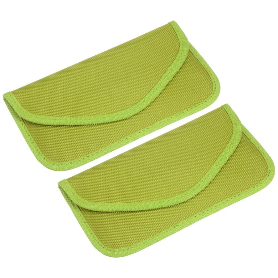 uxcell ファラデーバッグ RFID 信号遮断袋 信号ブロッキング ポーチ ウォレット 財布 長さ200mm リモコンキー ミドリ 2個 ...