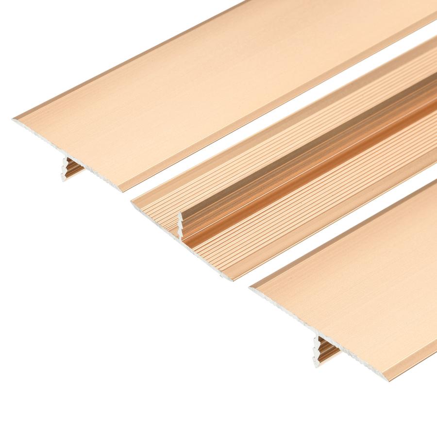 uxcell フロアトランジションストリップ アルミTモール ドア カーペッ ト-タイル移行ストリップ 出入り口エッジトリム ゴールド 3個 ...