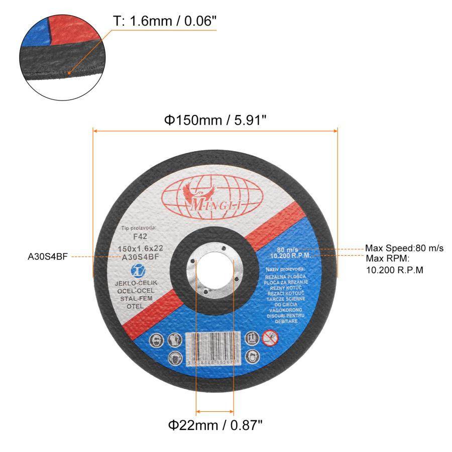 uxcell カットオフホイール アーバー酸化アルミニウム薄刃砥石 金属 ステンレス鋼用 150mm 22mm 25個 : ソウテン - 通販 - Yahoo!ショッピング
