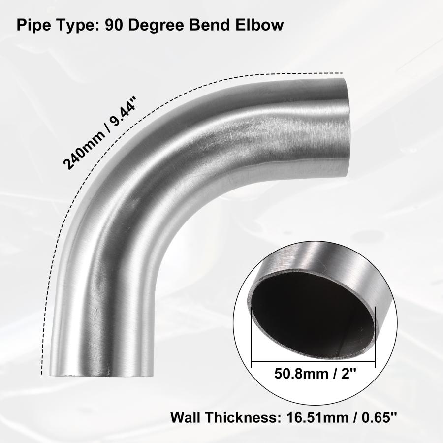 xAUTOHAUxOD 50.8mm 90 度 マンドレルベンドエルボ SS304 ステンレス鋼ベンドチューブ排気エルボパイプシルバートーン 1 個 : ソウテン - 通販 - Yahoo ...