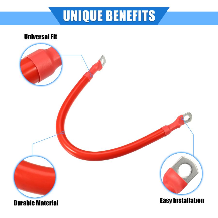 A ABSOPRO バッテリーケーブル 2 AWG ゲージ 30cm 8mm 車 トラック RV用 銅 レッド SC端子付き プラス マイナス : a23052700ux0639 : ソウテン ...