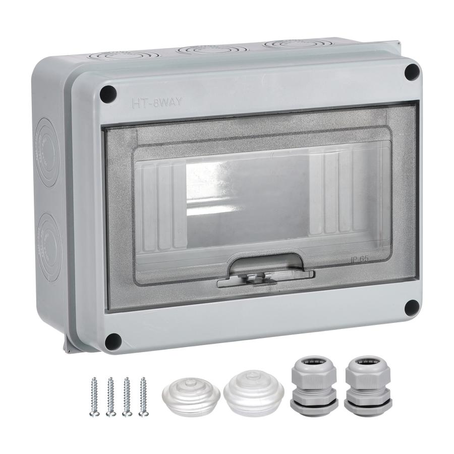 uxcell 遮断器ボックス 8ウェイ IP65 防水 配電保護ボックス 屋内壁遮断器用 防水コネクタ付き : ソウテン - 通販 ...