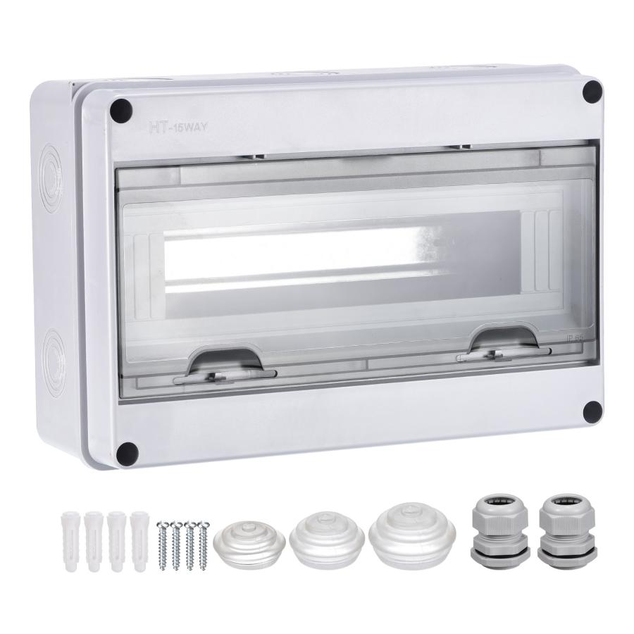uxcell 遮断器ボックス 15ウェイ IP65 防水 配電保護ボックス 屋内壁遮断器用 防水コネクタ付き ...