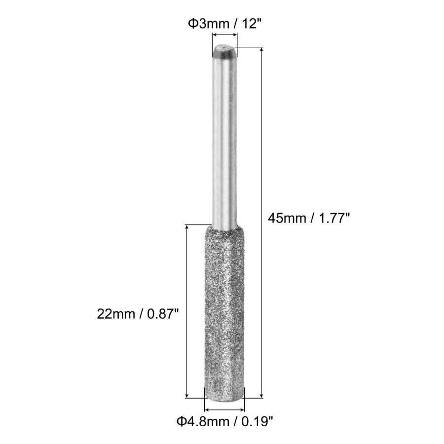 uxcell PATIKIL 4.8mm ダイヤモンドチェーンソー研磨機 6個 研ぎ石 研磨研削ヤスリ工具 シルバー ...