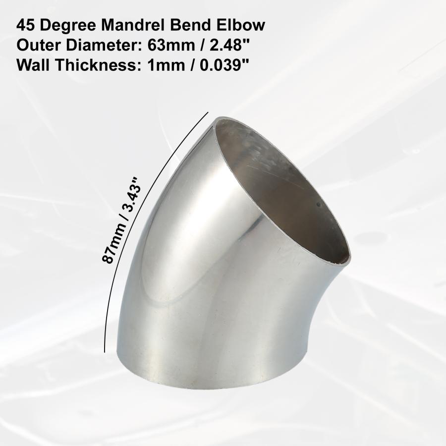 xAUTOHAUxマンドレルベンド排気エルボパイプ SS304ステンレス鋼 ベンドチューブ 外径63mm 45度 20GA 壁厚1mm 2個 : ソウテン - 通販 - Yahoo!ショッピング