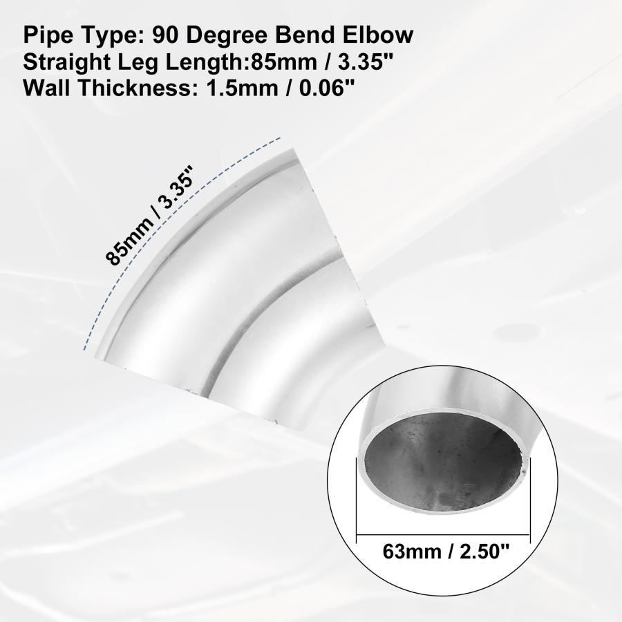 uxcell 排気エルボパイプ SS304ステンレスベンドチューブ 45度 アーク長さ85mm 外径63mm シルバートーン 3個 : ソウテン - 通販 - Yahoo!ショッピング