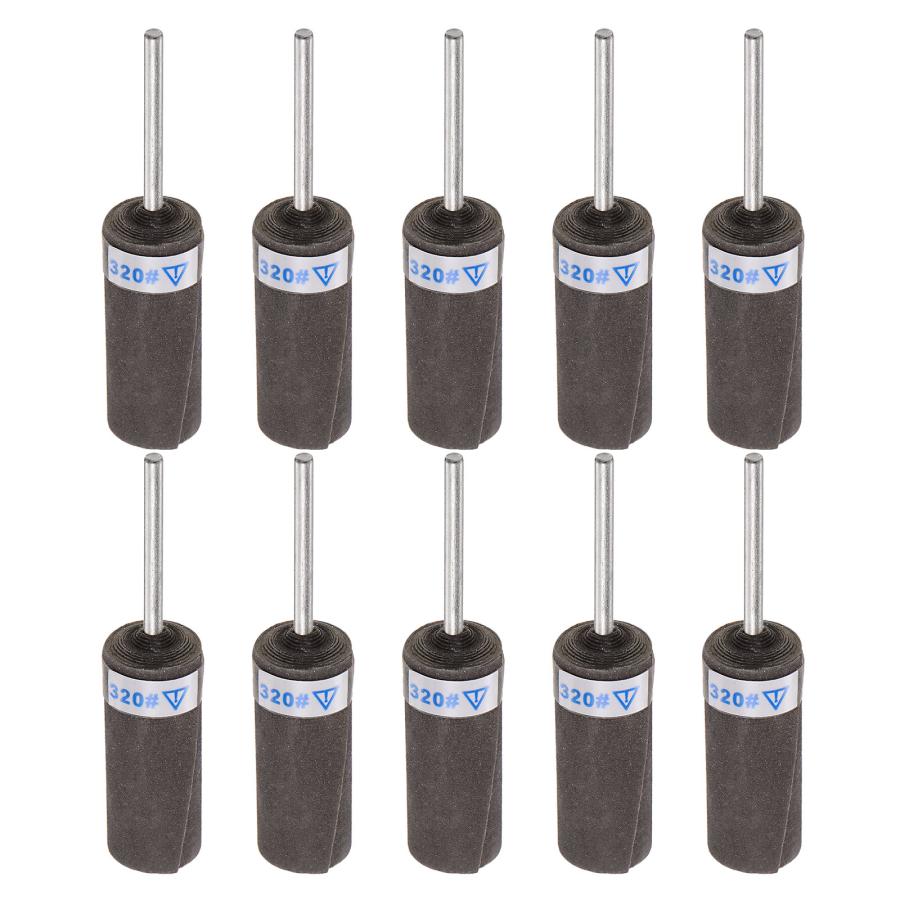 uxcell 10個 研磨用サンドペーパーロール 320グリット 2.35mmシャンク ガラス 金属の研磨に適したシリンダーグラインディング ...
