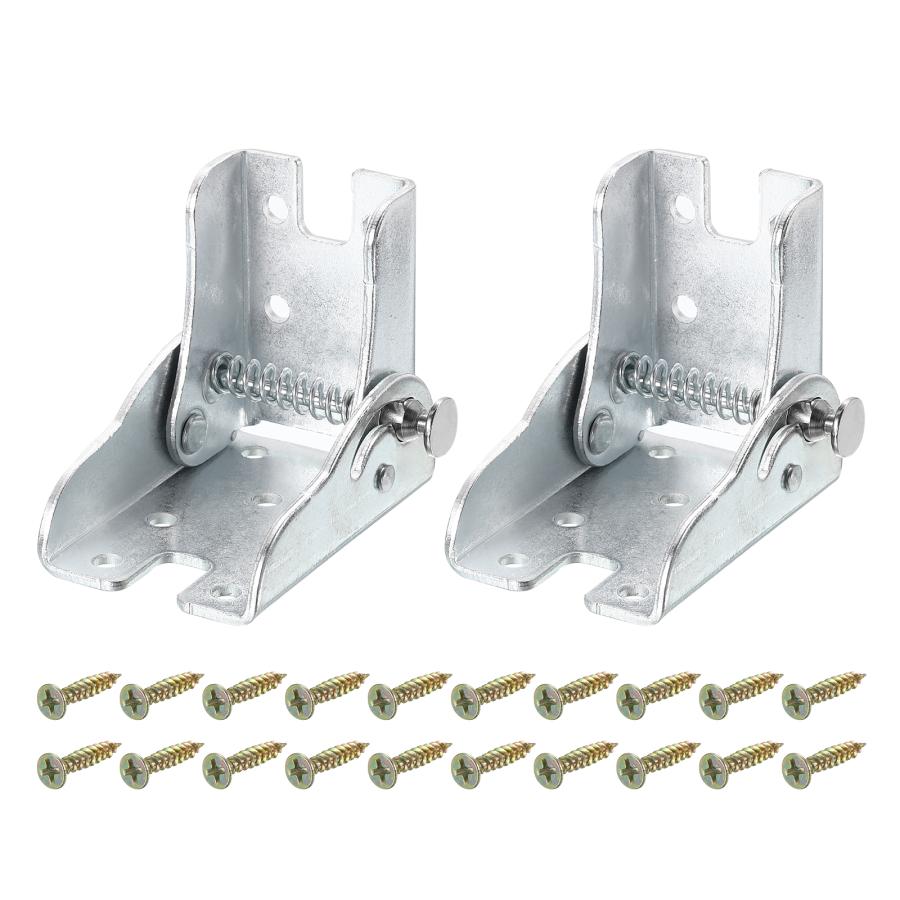 uxcell 2個セット 90°セルフロッキングヒンジレッグ テーブル脚 ベッド脚 作業台用の折りたたみ脚金具 シルバー ...