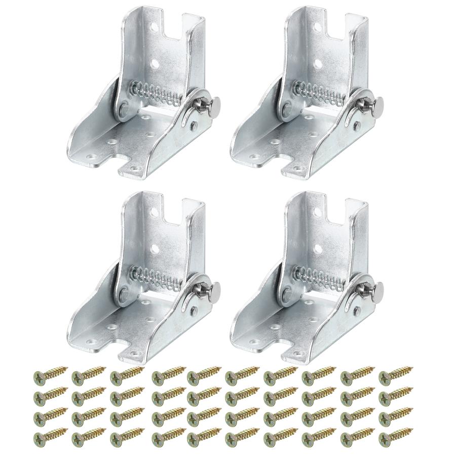 uxcell 4個セット 90°セルフロッキングヒンジレッグ テーブル脚 ベッド脚 作業台用の折りたたみ脚金具 シルバー : ソウテン ...