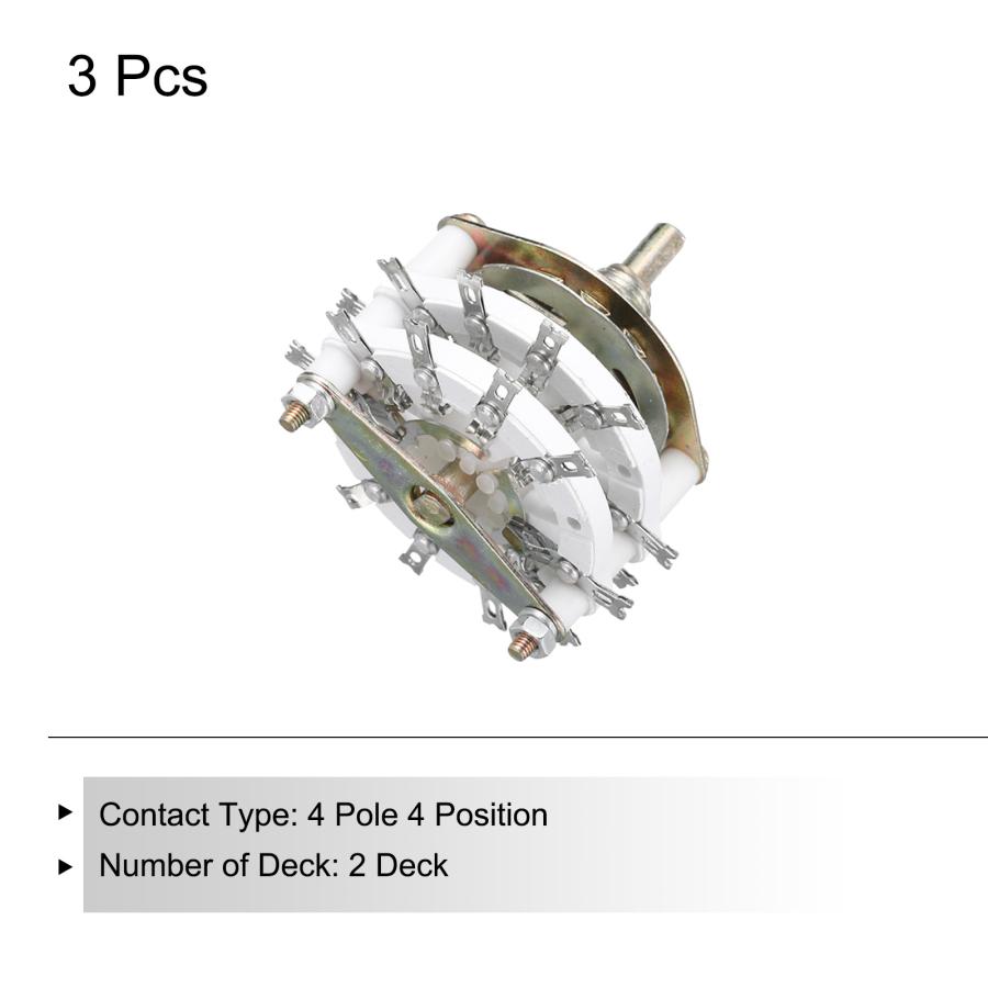 uxcell 4P4T ロータリースイッチ 4極4位置バンドセレクター 2デッキ テレビ ラジオ ホーム機器 3個セット : ソウテン ...