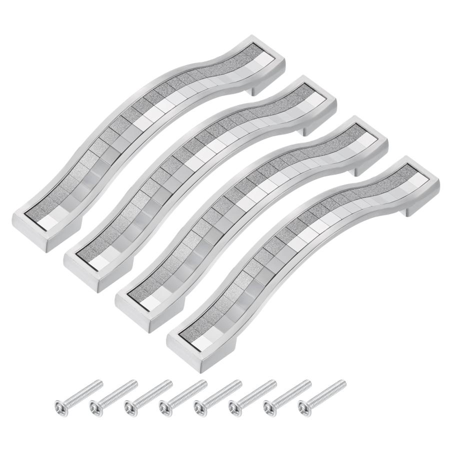 uxcell キャビネット取手引き出しハンドル 合金水晶 シルバートーン 96mm穴センター 4個 : a24022600ux0336 ...