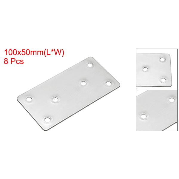 uxcell 8個 フラットストレートブレースブらケット 3.9x2" メンディングプレート 家具修理用 接続ジョイント ステンレススチール ...
