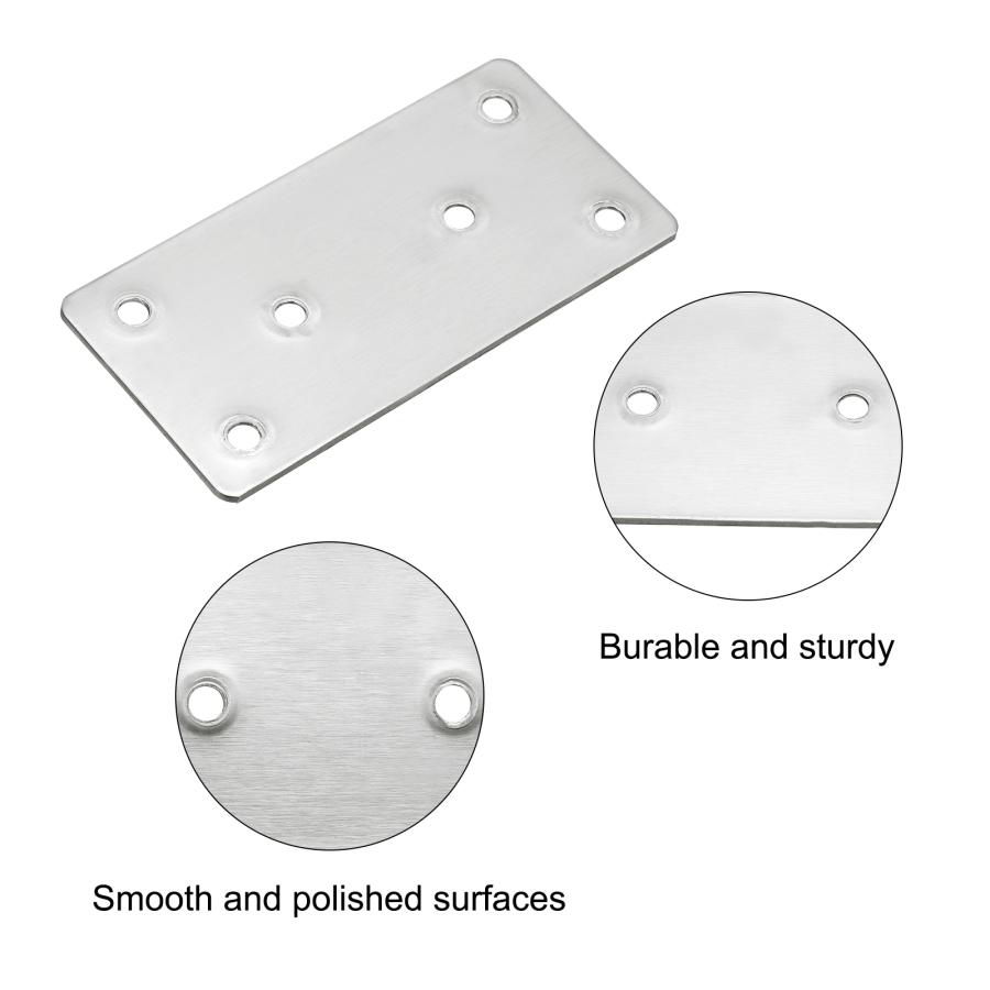 uxcell 8個 フラットストレートブレースブらケット 3.9x2" メンディングプレート 家具修理用 接続ジョイント ステンレススチール ...