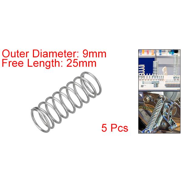 uxcell 5個セット圧縮スプリング ワイヤー直径0.8mm 外径9mm 自由長25mm 304ステンレス鋼製コイル機械的な圧縮スプリング シルバー : a24050800ux2003 ...