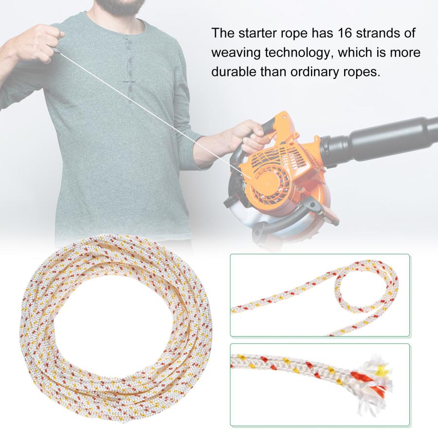 M METERXITY リコイルスターターローププルコード6mm 10mプルスターターロープハンドル付きナイロンプルコード芝刈り機/チェーンソー/トリ : ソウテン - 通販 - Yahoo ...
