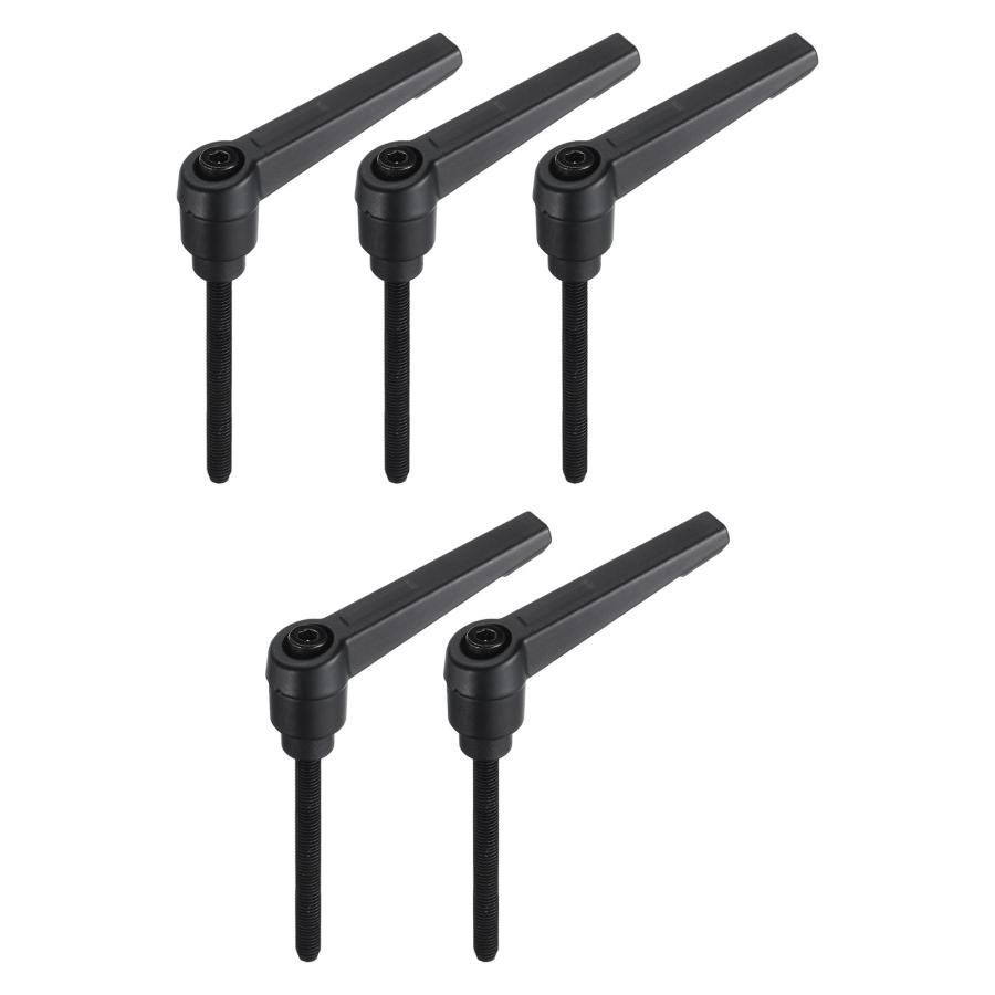 uxcell 5個セット 可変クランプレバーハンドル M5 x 50mm メトリック 黒 オキサイド 炭素鋼 メススレッド スタッド ハンド ...