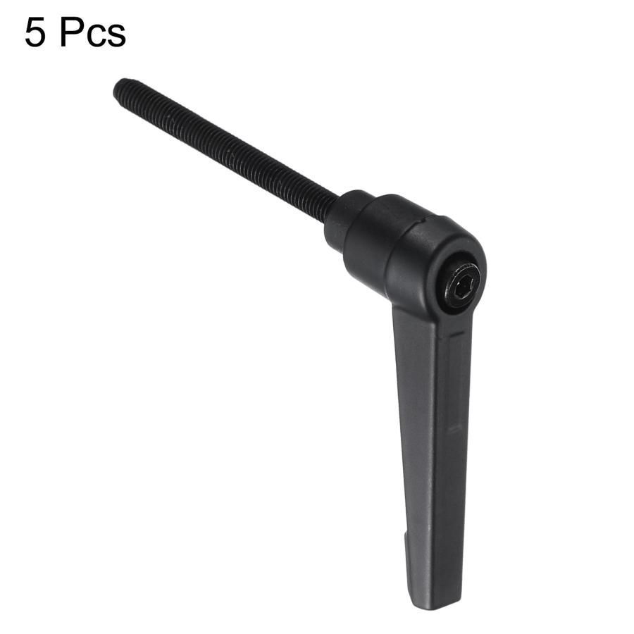 uxcell 5個セット 可変クランプレバーハンドル M5 x 50mm メトリック 黒 オキサイド 炭素鋼 メススレッド スタッド ハンド ...