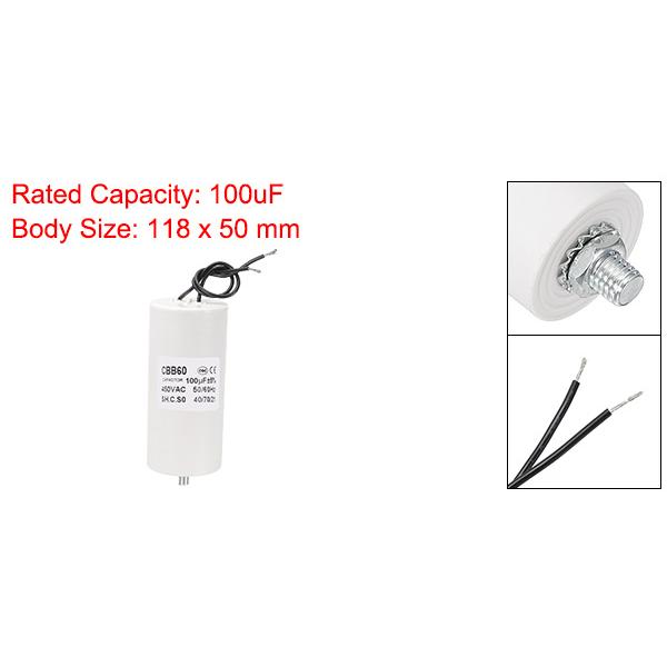 PATIKIL CBB60 100uF ランニングコンデンサ AC 450V 2本のワイヤ 50/60Hz シリンダー底部 M8 x 14mm スクリ : ソウテン - 通販 - Yahoo ...
