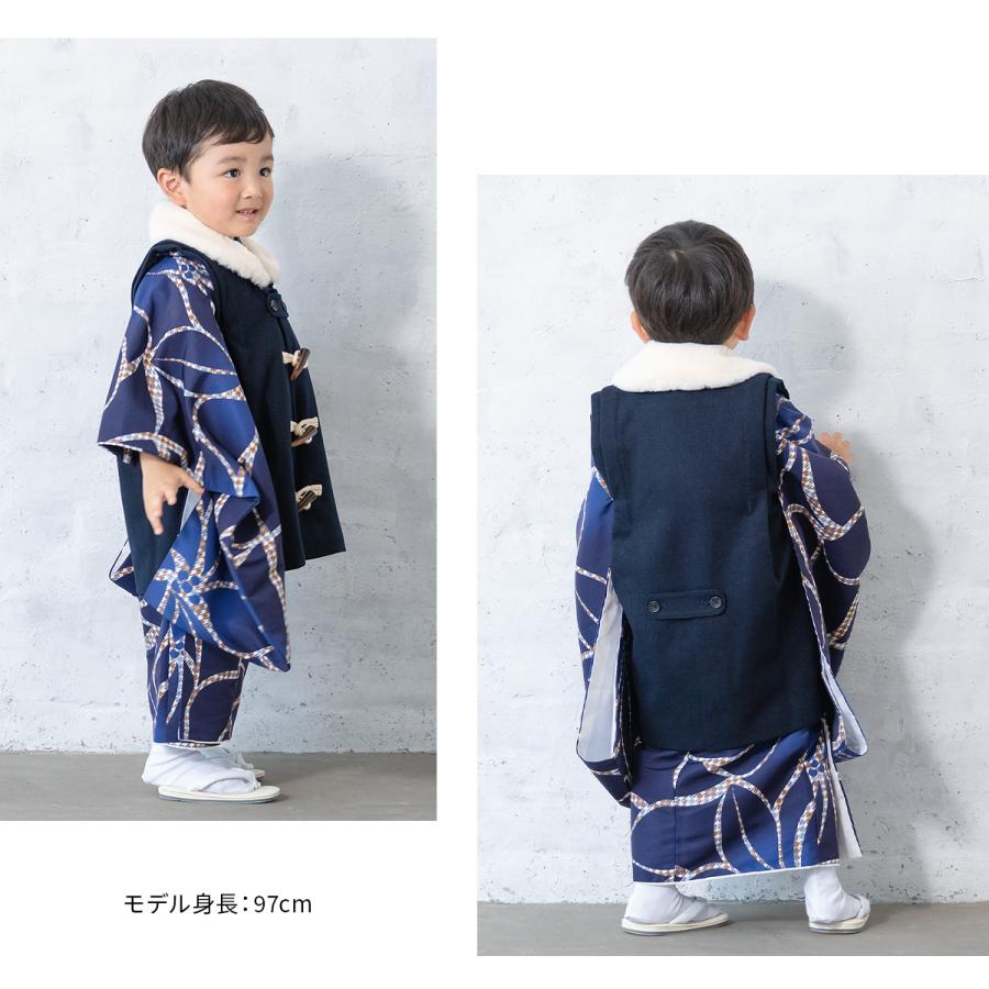 SOUBIEN 七五三 着物 3歳 販売 男の子 三歳 着物セット 被布セット ダッフル 紺 ネイビー 花 被布着 きもの 和服 和装 男児 子供 送料無料 : きもの館 創美苑 - 通販 ...