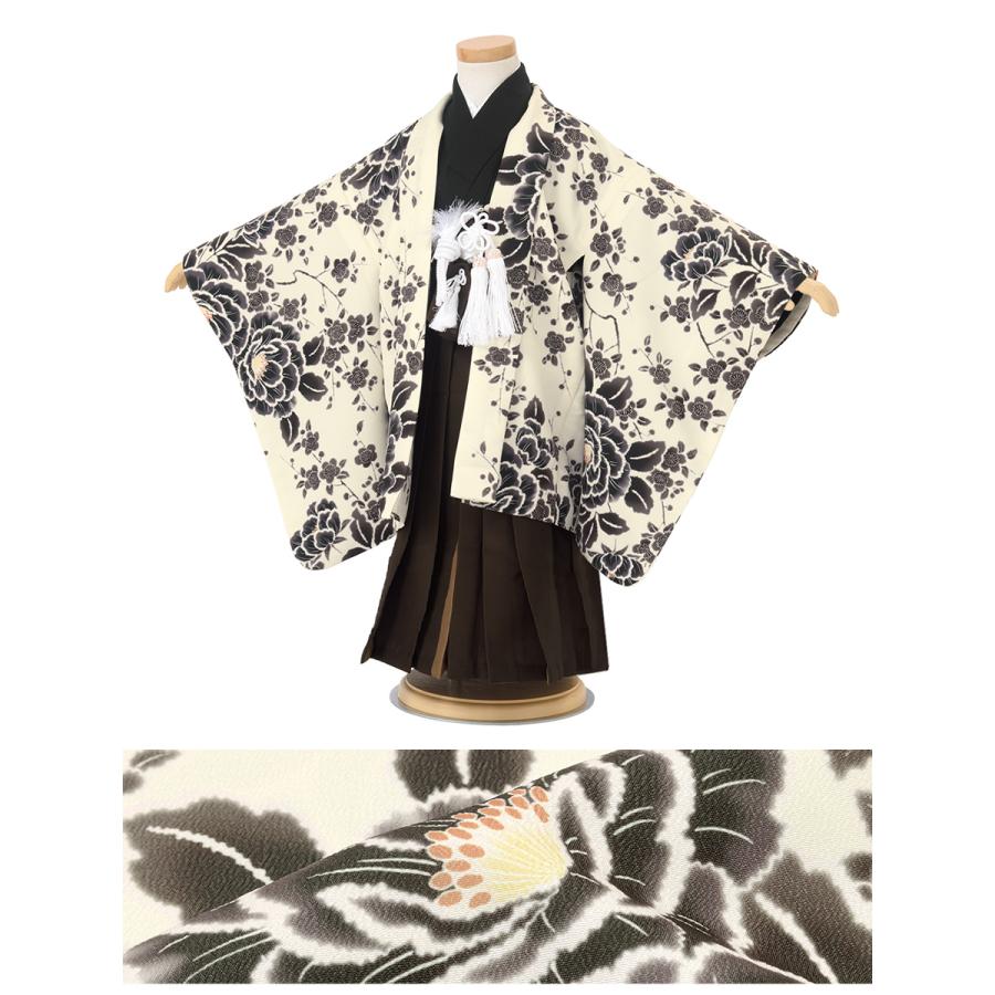 SOUBIEN 七五三 着物 3歳 販売 三歳 男の子 袴 アイボリー系 黒系 茶系 牡丹 梅 レトロ モダン 和服 和装 子供 : きもの館 創美苑 - 通販 - Yahoo!ショッピング
