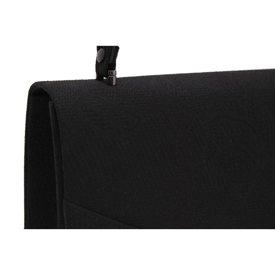 SOUBIEN（創美苑） バッグ 黒 ブラック 木蓮 花 葉 透かし織 フラップ