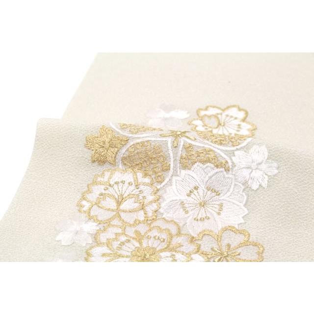 SOUBIEN（創美苑） 半襟 刺繍 振袖 半衿 成人式 白 アイボリー 桜 花