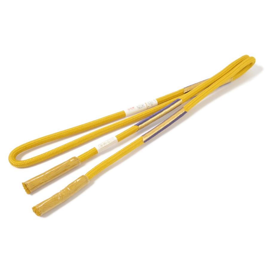 帯締め 振袖用 振袖 成人式 黄色 イエロー 紺 金 シンプル 撚り房 三分金糸