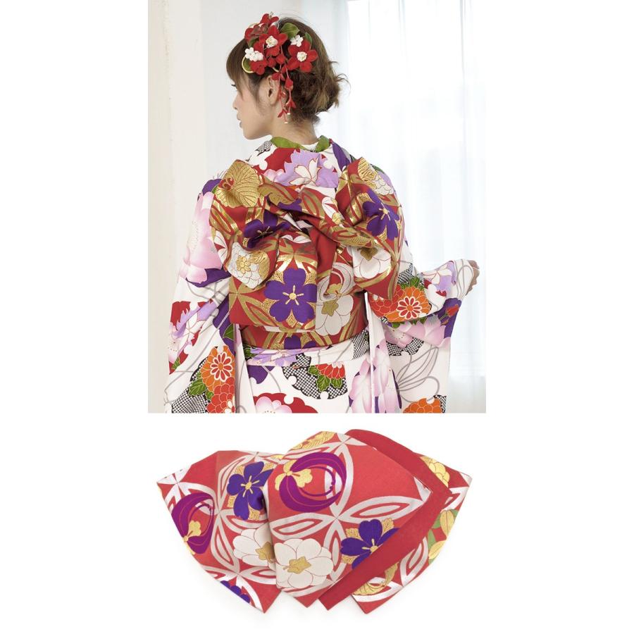 振袖 セット 未仕立て 仮絵羽 白 ホワイト 雪輪 桜 梅 花 正絹 西陣織