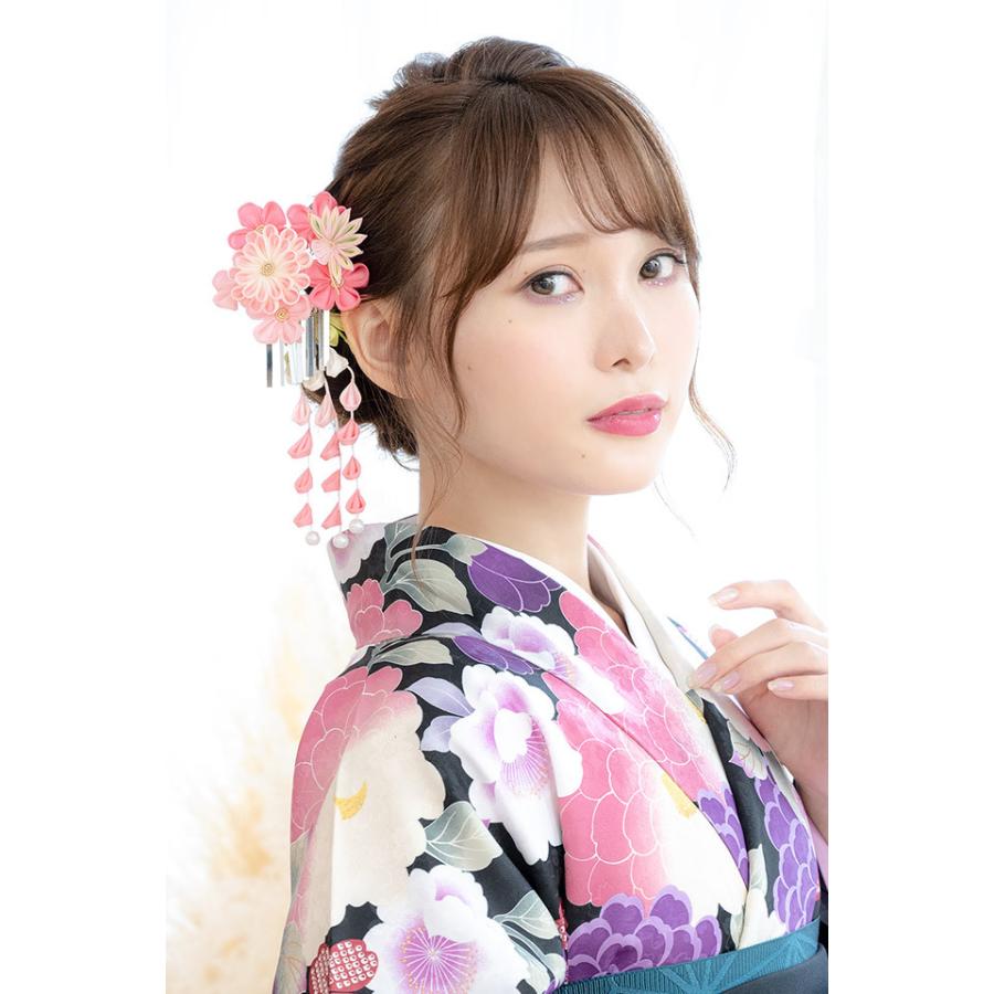 簪 かんざし 2点セット 桃色 ピンク 梅 菊 花 藤下がり つまみ 簪 かんざし 2点セット 桃色 ピンク 梅 菊 花 藤下がり つまみ