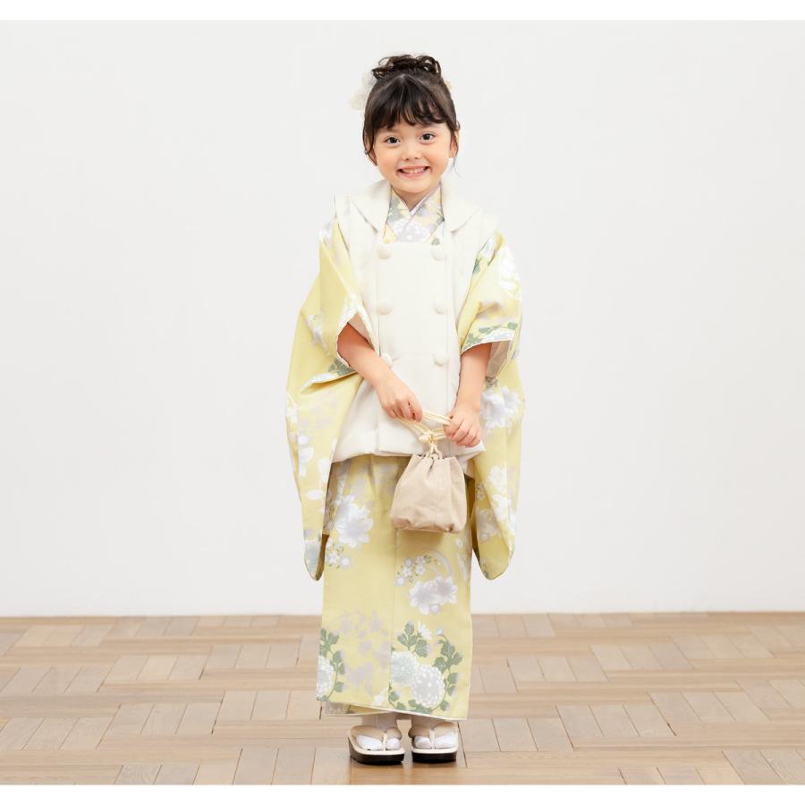SOUBIEN レンタル 七五三 女の子 3歳 着物 被布 フルセット 白 ホワイト 黄色 花丸 モダン 着物セット 被布セット 753 人気 子供着物 創美苑 : きもの館 創美苑 - 通販 ...