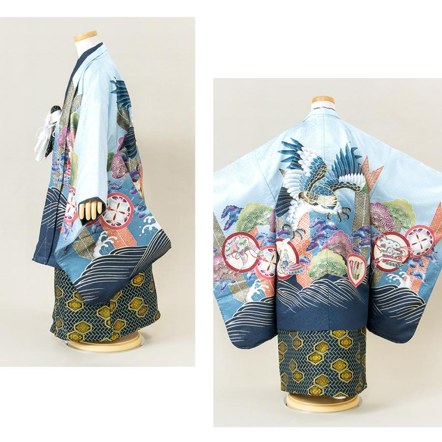 SOUBIEN 七五三 フルセット 着物 男の子 5歳 レンタル 衣装 袴 レトロ 青 紺 鷹 矢羽根 創美苑 : きもの館 創美苑 - 通販 - Yahoo!ショッピング