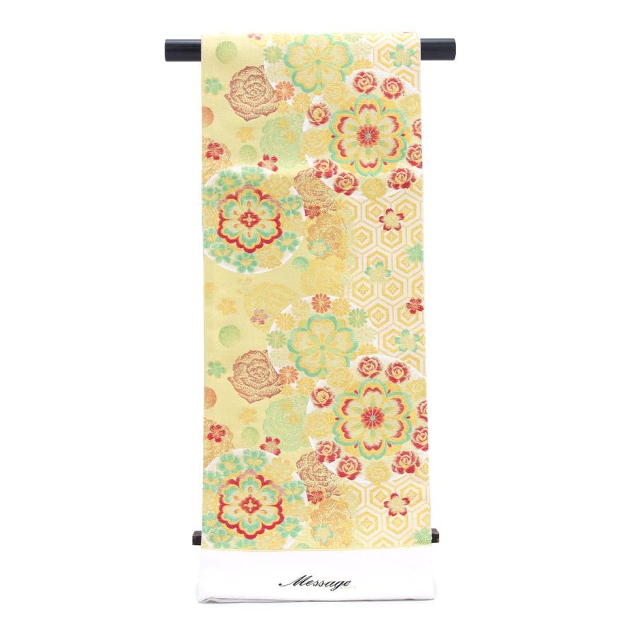 訳あり 袋帯 未仕立て 酒井守 金色 ゴールド 白 桜唐花 薔薇 亀甲 京都西陣織 2409 六通柄 振袖向き 日本製 訳あり 袋帯 未仕立て 酒井守 金色 ゴールド 白 桜唐花 薔薇 亀甲 京都