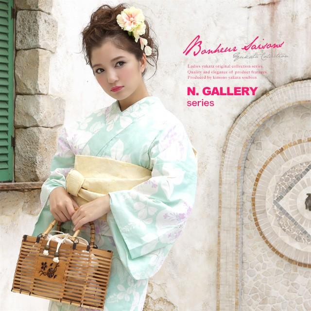 浴衣 レディース セット 作り帯 レトロ 浴衣セット 3点セット 薄緑